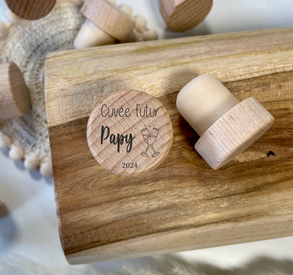 Bouchon personnalisé en liège - Cuvée futur papy